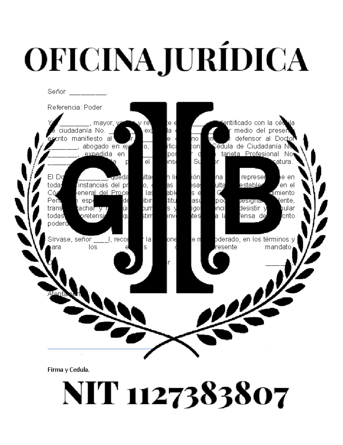 Formato DE Poder - Señor __________. Referencia: Poder Yo ...