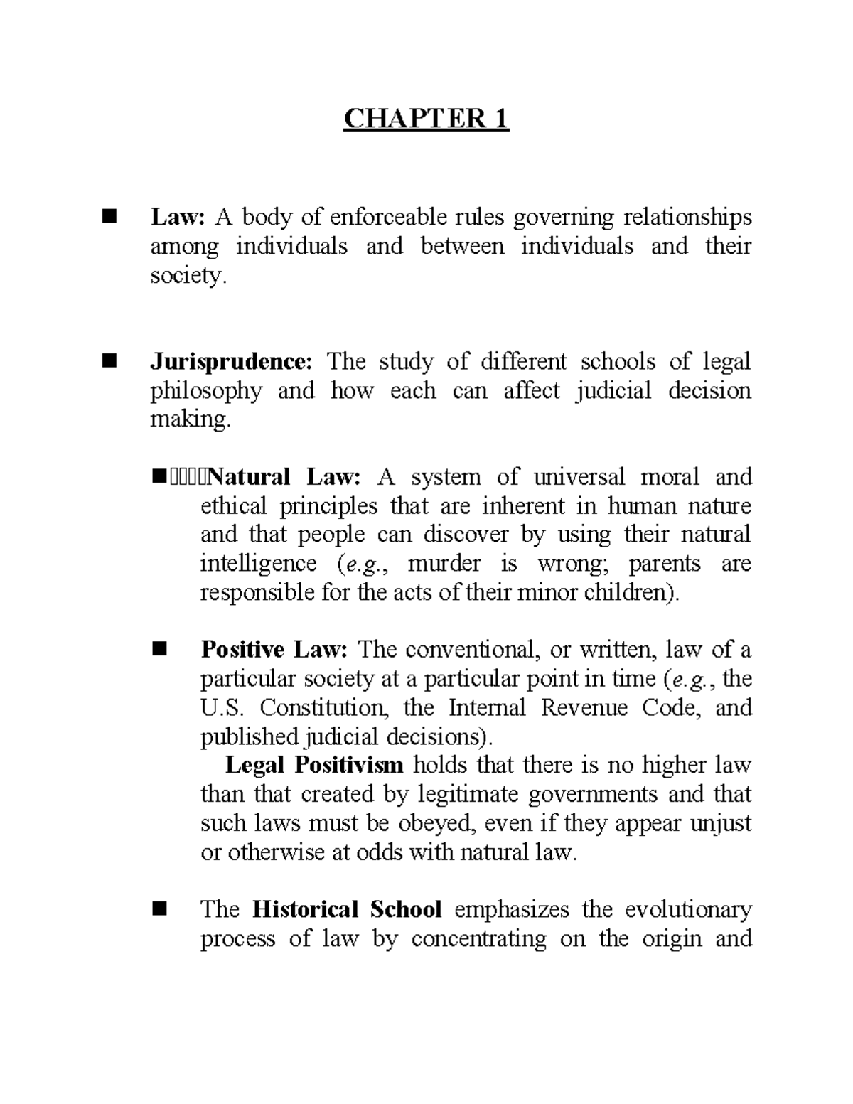 Chapter 1 - lfgdgfdgd - CHAPTER 1 Law: A body of enforceable rules ...