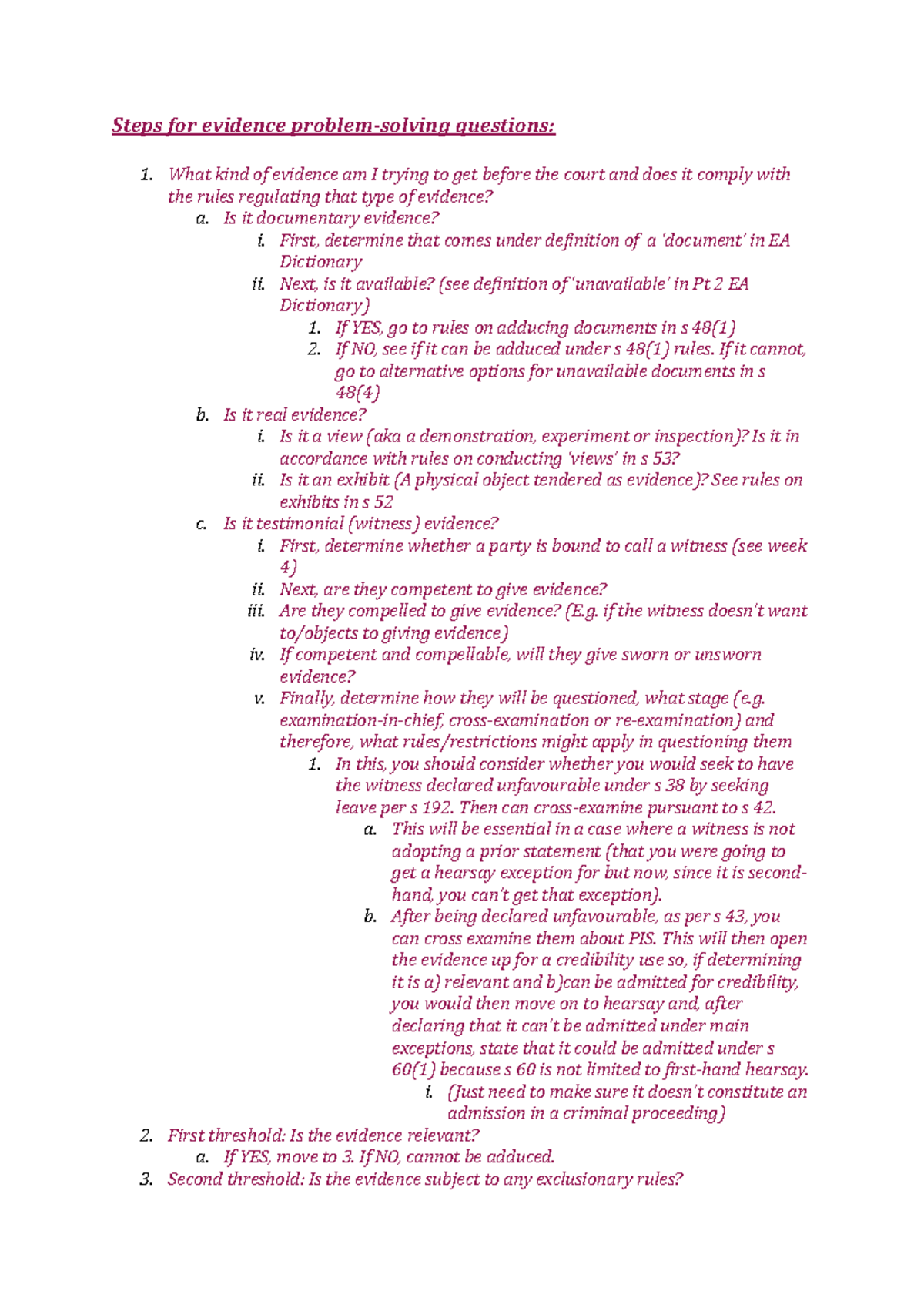 Steps for evidence problem - Steps for evidence problem-solving ...