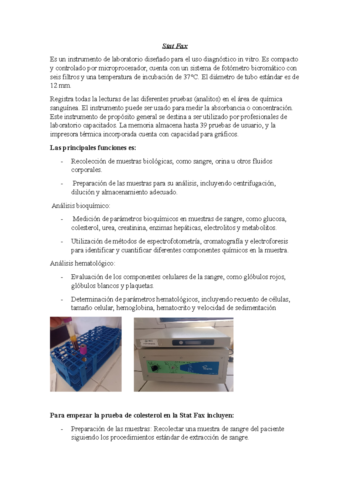 Stat Fax - Stat Fax - Stat Fax Es un instrumento de laboratorio ...