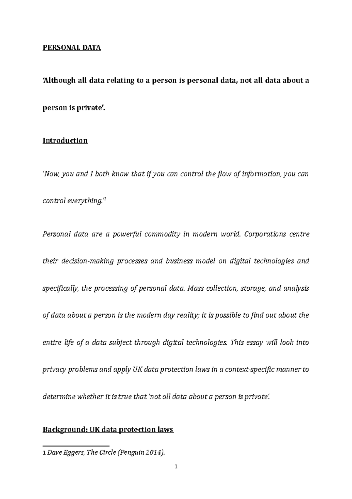 Privacy - Personal Data - PERSONAL DATA all data relating to a person ...