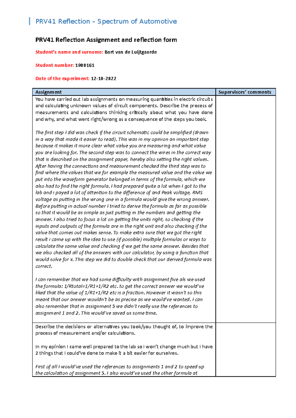 PRV41 5ATA0 assignment - PRV41 Reflection – Spectrum of Automotive PRV41 Reflection Assignment ...