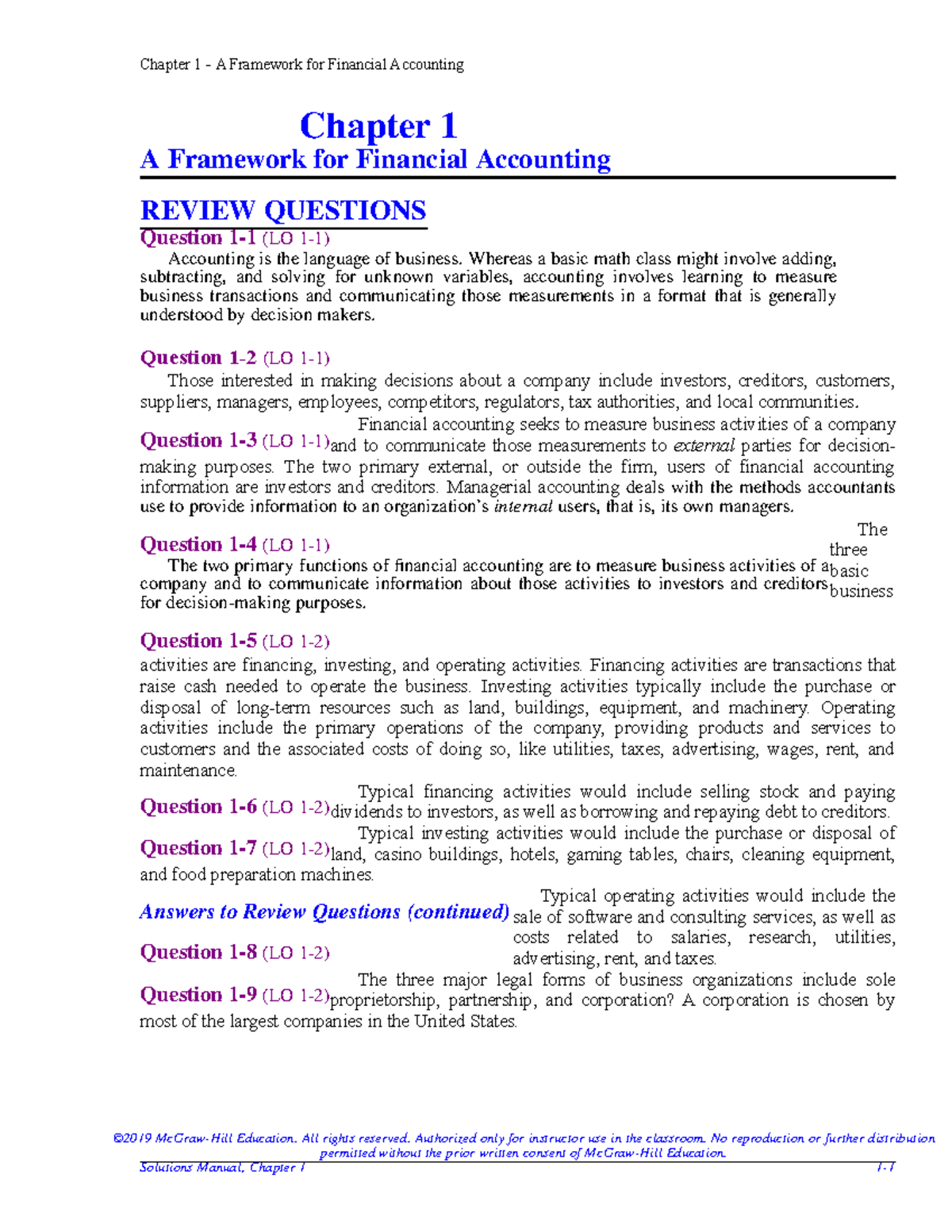 Solutions for Chapter 1 problems in the textbook - ACCT.UB.0001 - NYU ...