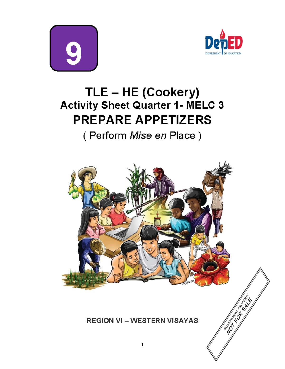 Cookery 9 Quarter 1- MELC 3 - 9 TLE – HE (Cookery) Activity Sheet ...