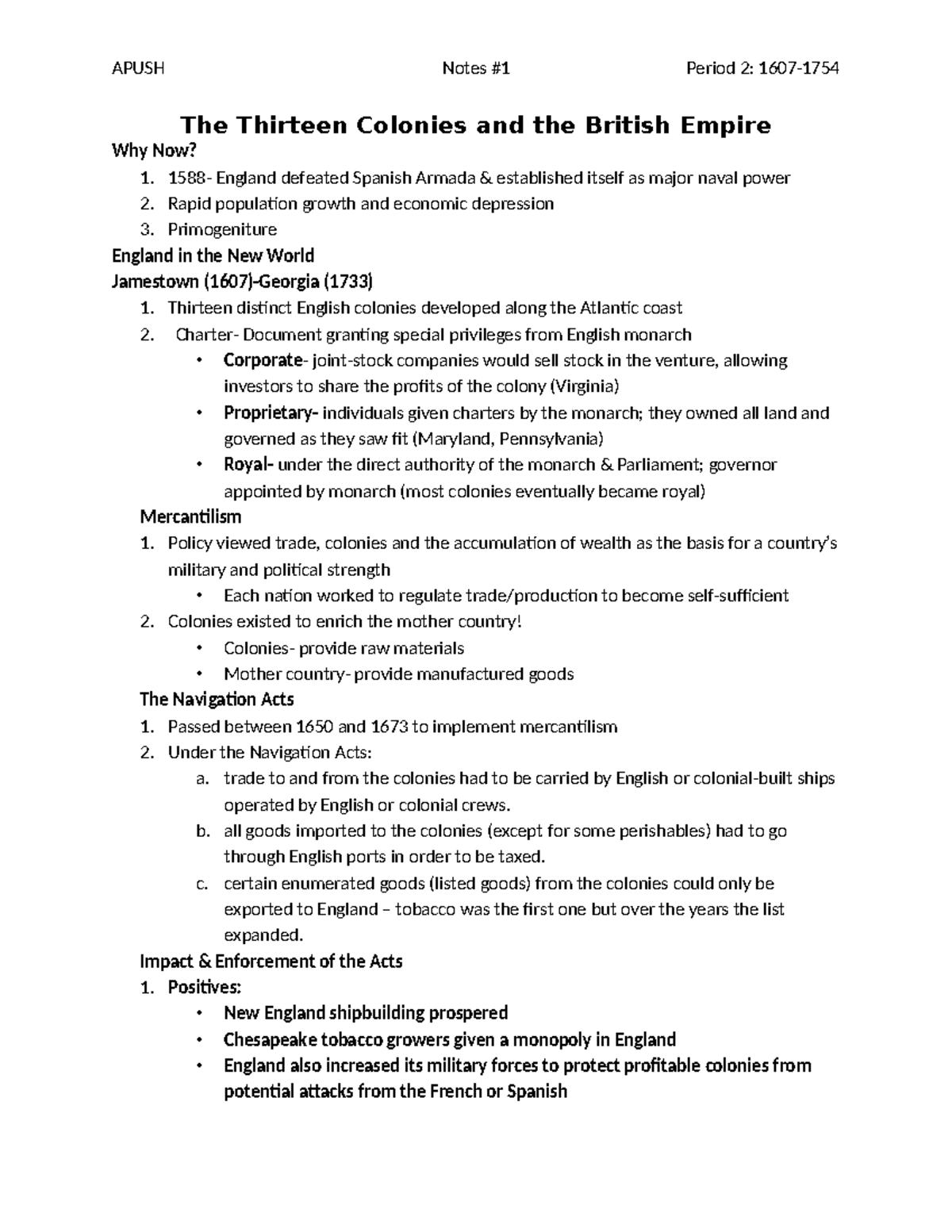 Notes 1 Mercantilism-1 - The Thirteen Colonies and the British Empire ...