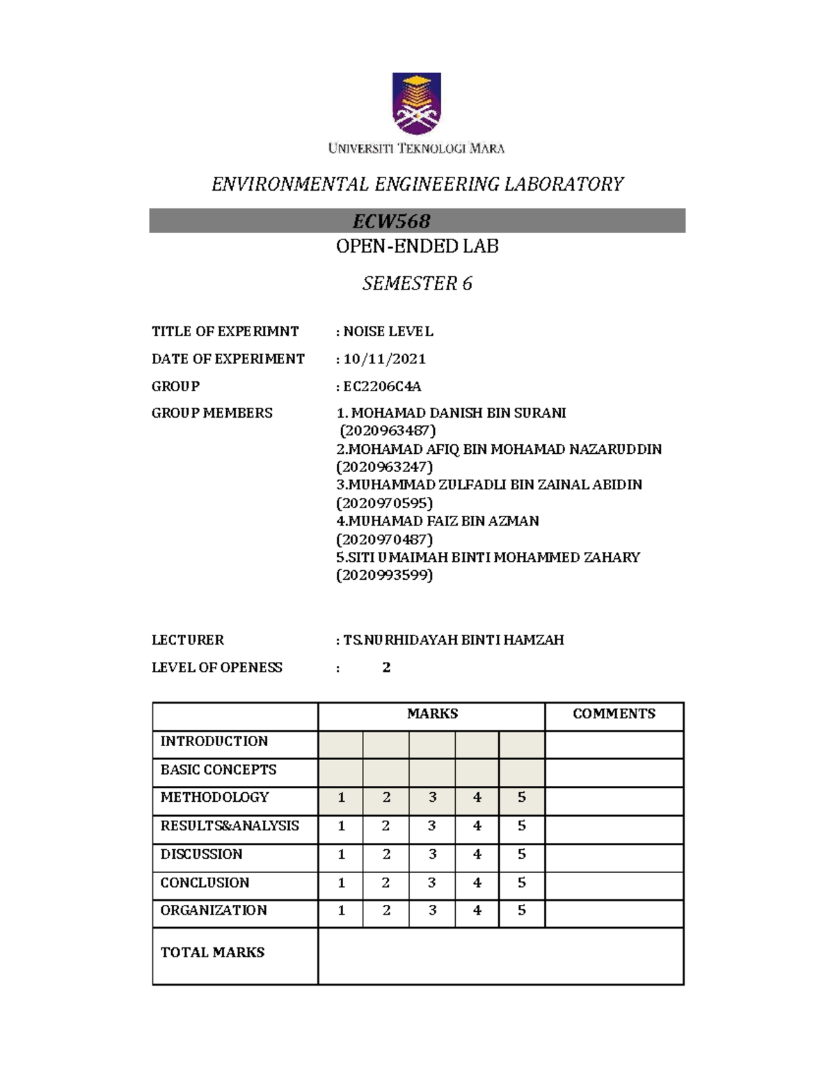 Group 1 EC2206C4A Noise Level 2 (1) - ENVIRONMENTAL ENGINEERING ...
