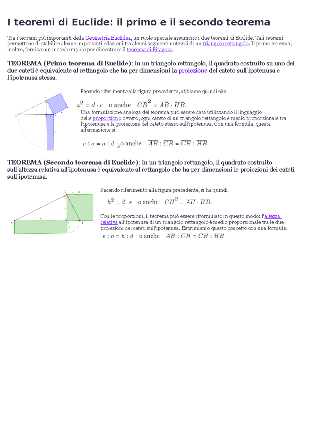 Mat 1 - matematica euclidea - I teoremi di Euclide: il primo e il ...