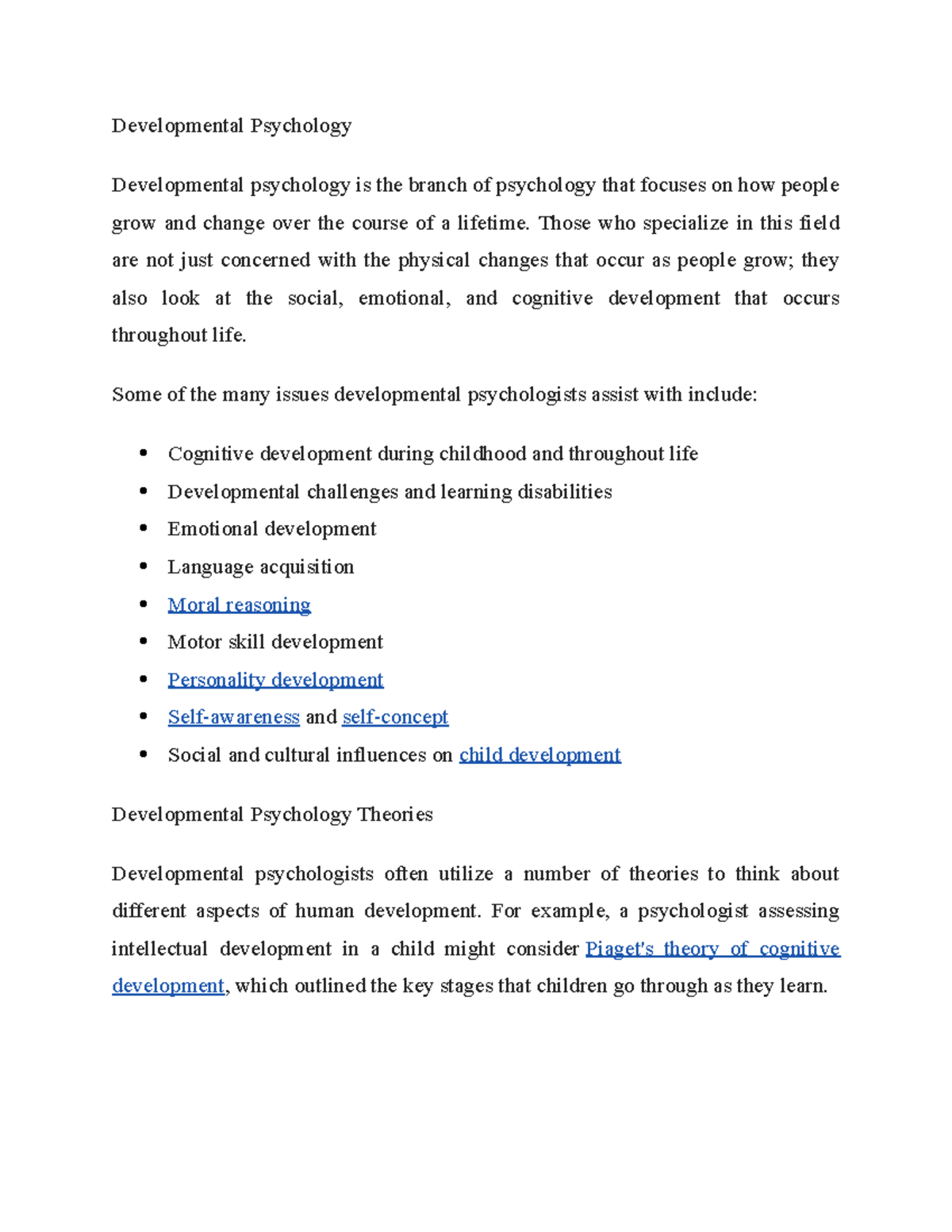 Developmental Psychology - Developmental Psychology Developmental ...