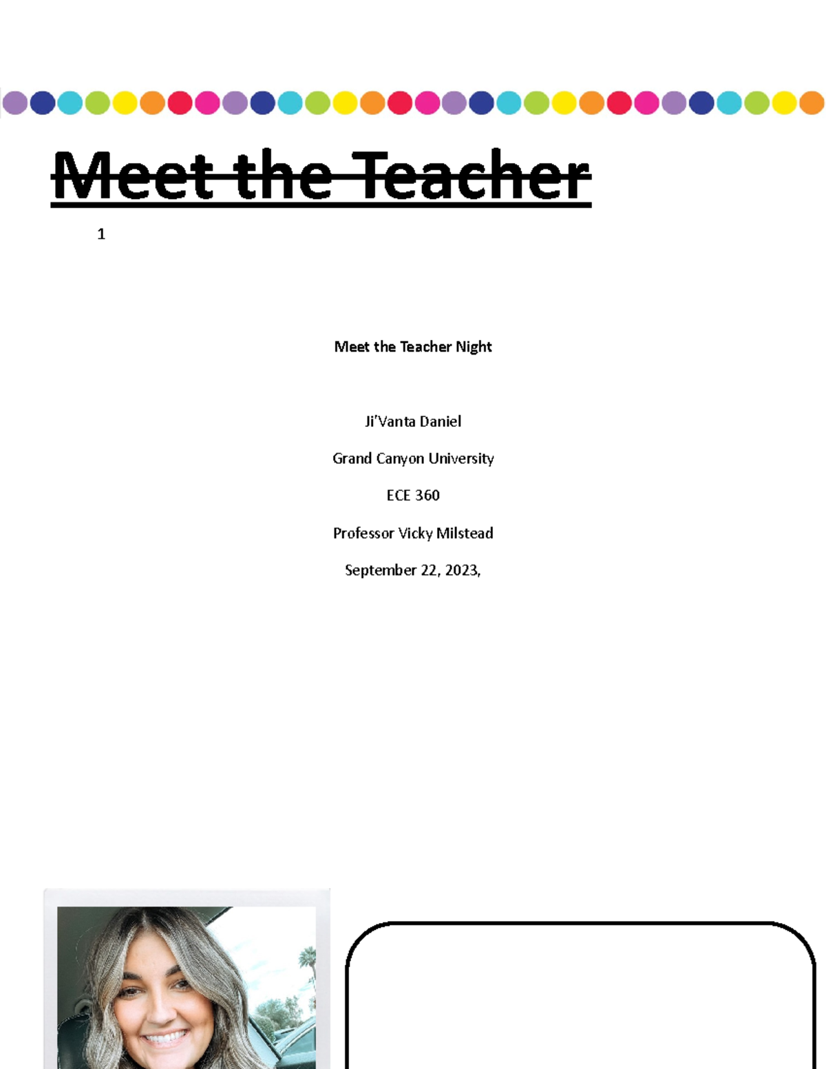 4 Turn in Meet the Teacher Night - Meet the Teacher ####### 1 ...