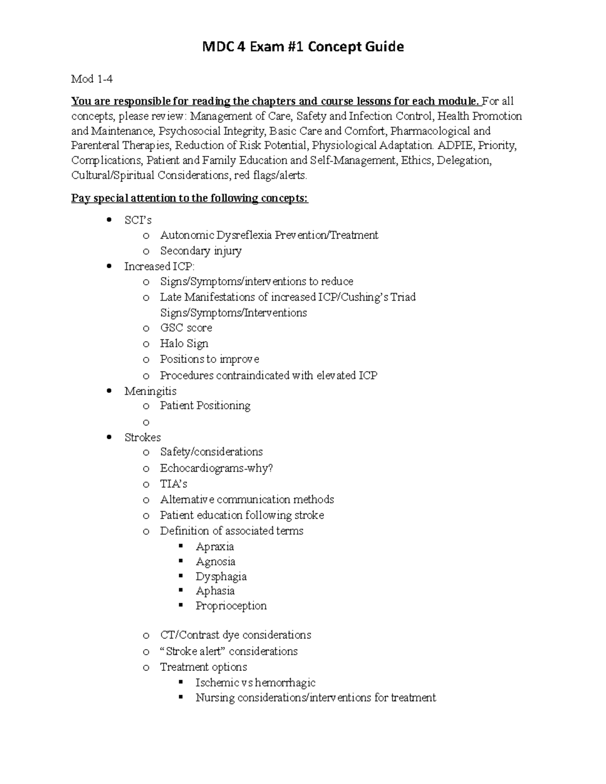 Concept Guide MDC 4 Exam #1 - MDC 4 Exam #1 Concept Guide Mod 1- You ...