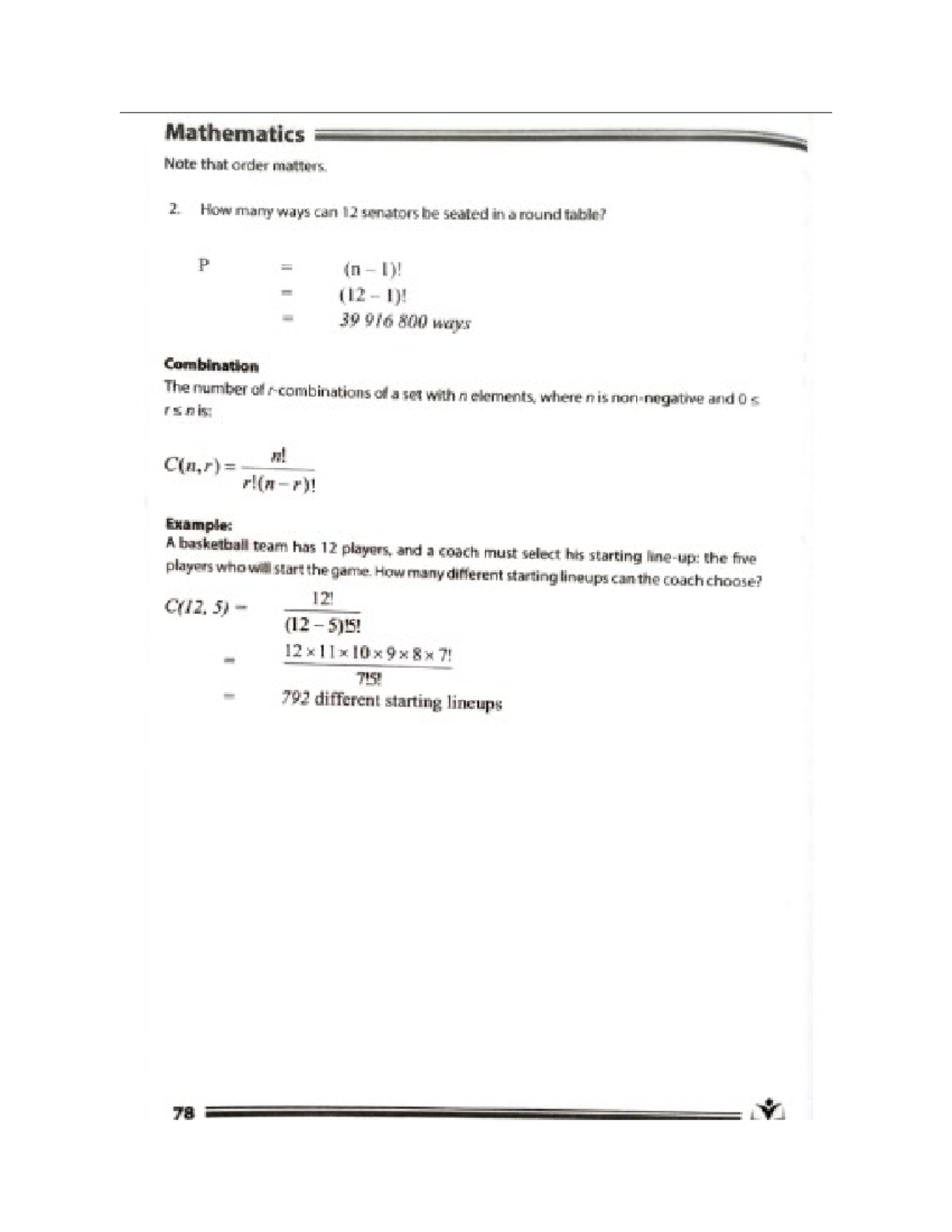 P78 - Lecture - Mathematics Note that order matters. 2. How many ways ...