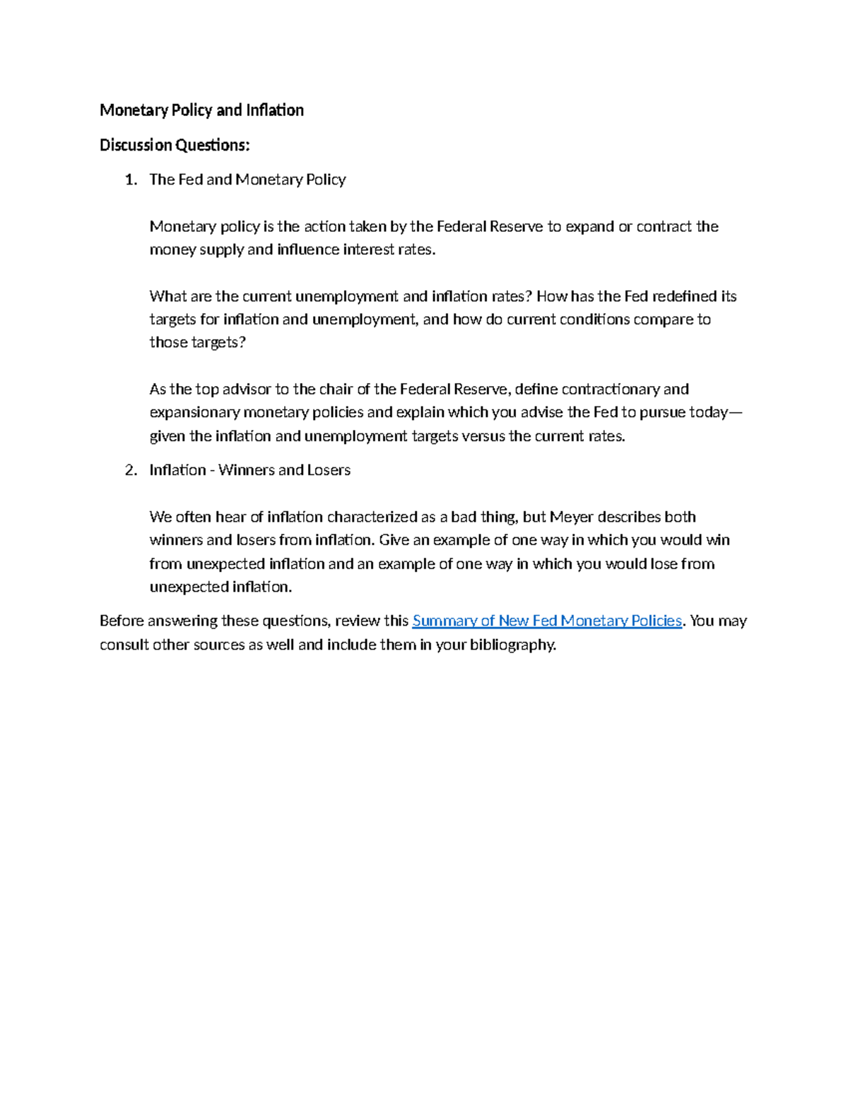 Monetary Policy and Inflation - Monetary Policy and Inflation ...