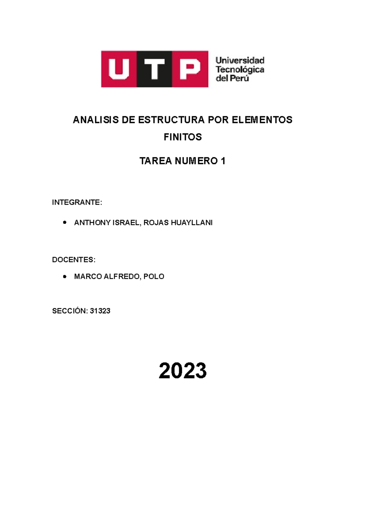 Avance 1 de elemetos finitos (Reparado) - ANALISIS DE ESTRUCTURA POR ...