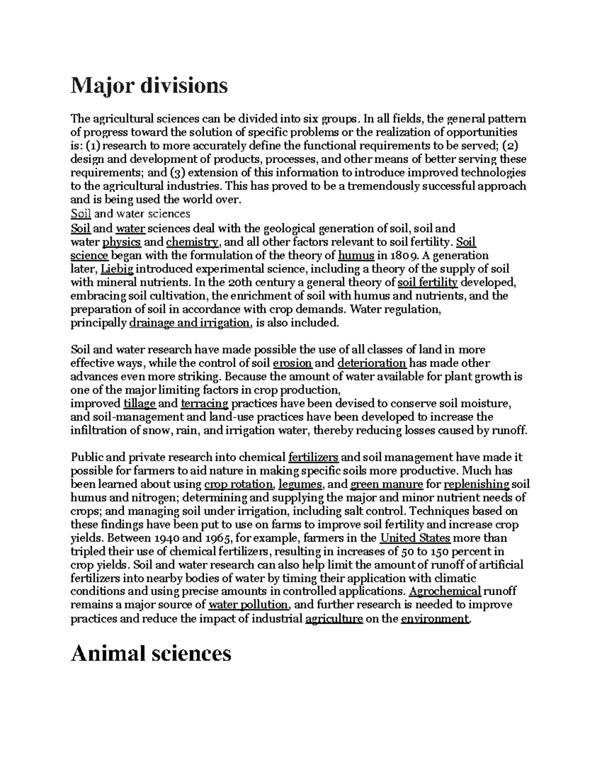 Major divisions - Major divisions The agricultural sciences can be ...