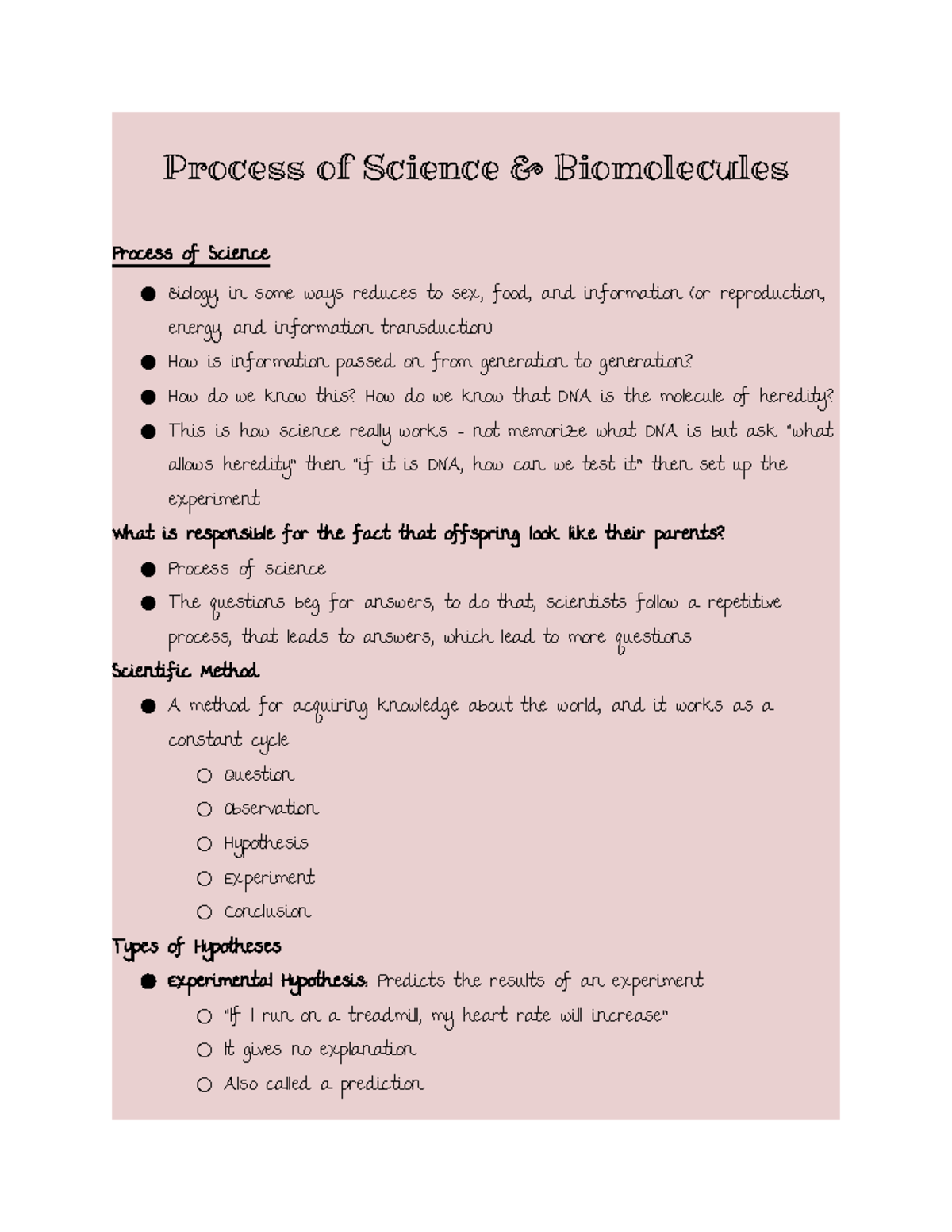 Process of Science Biomolecules - Process of Science & Biomolecules ...