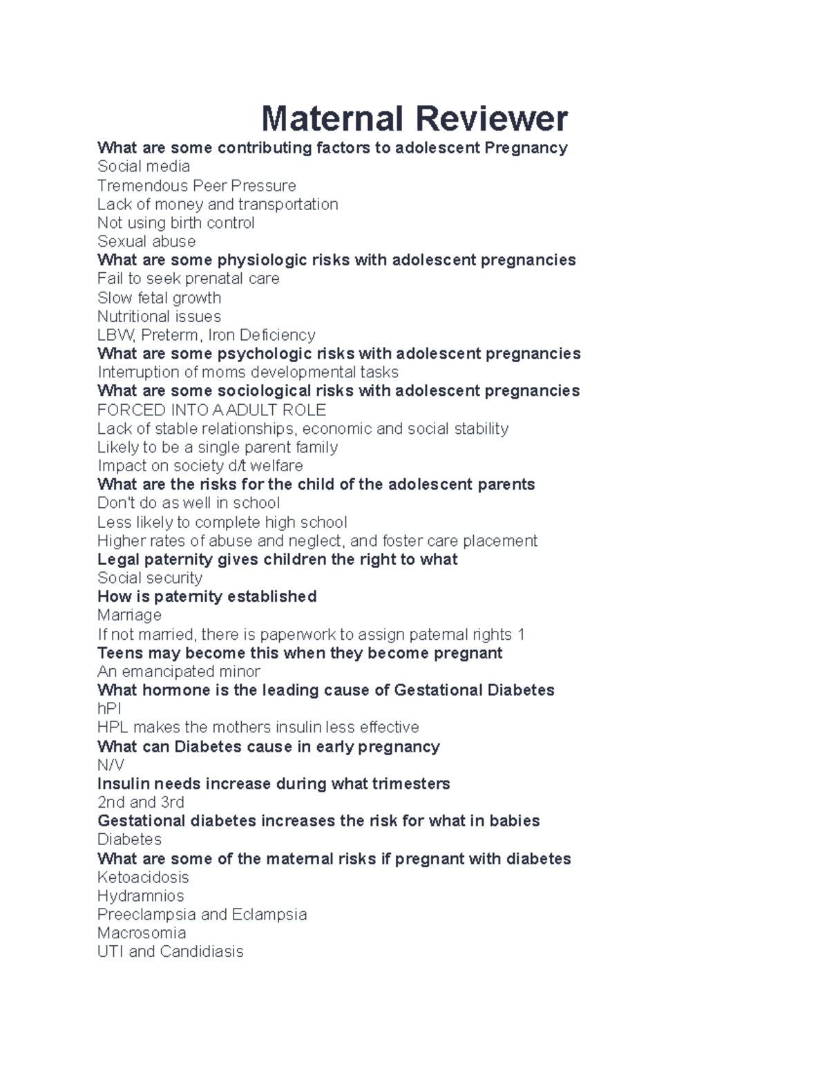 Maternal Reviewer - Maternal Reviewer What are some contributing ...