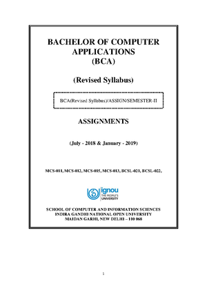 MCS-012 Final BCA Semester-II 2022-23 - Course Code : MCS- Course Title ...