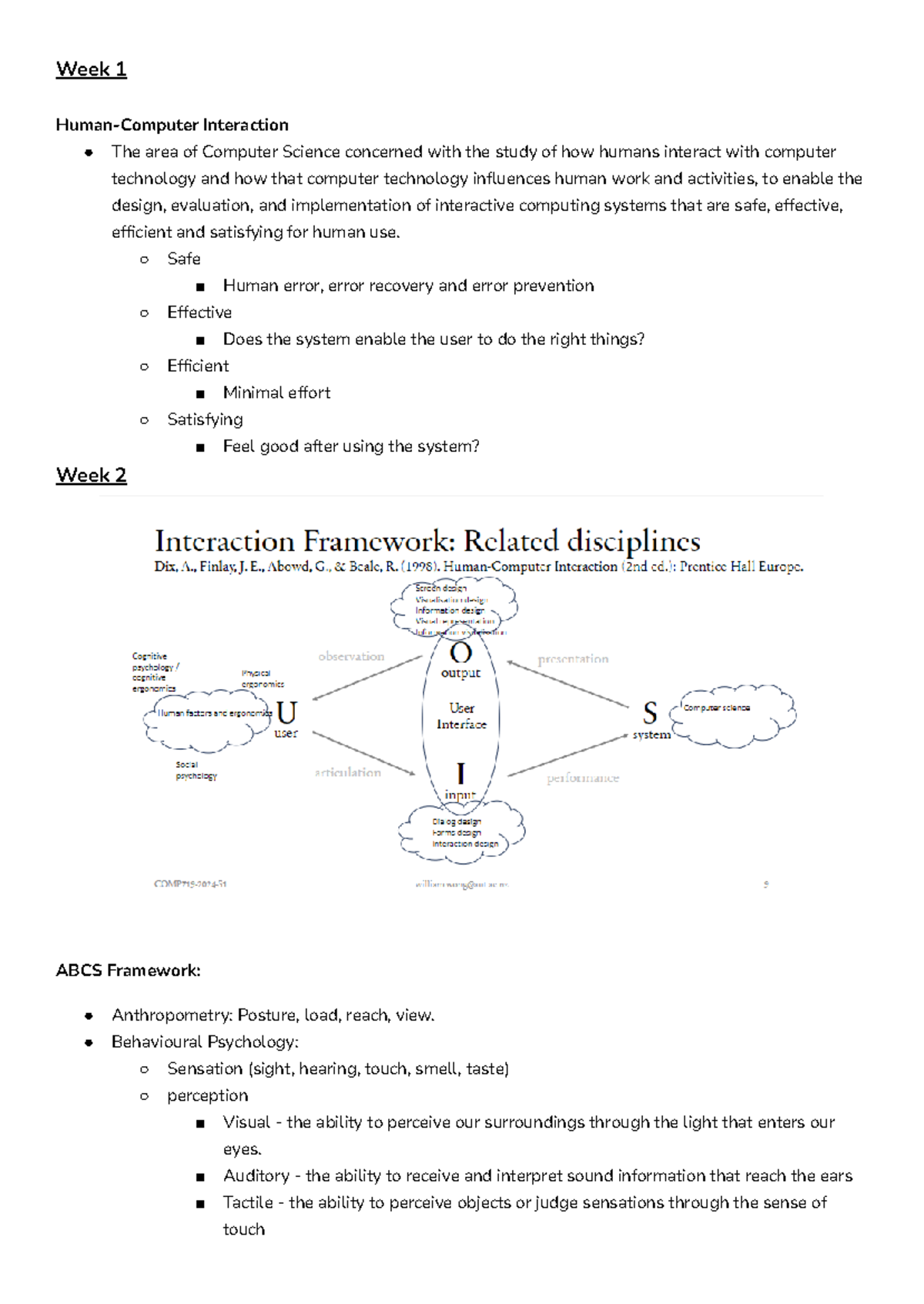 HCI Notes - Week 1 Human-Computer Interaction The area of Computer ...
