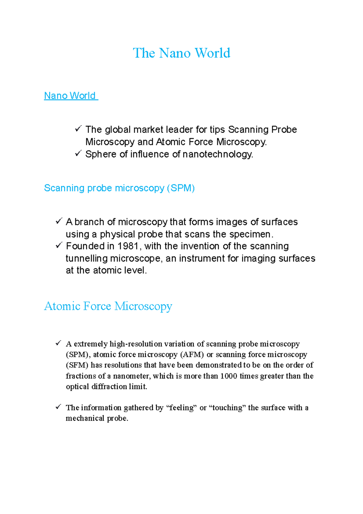 The nano world - The Nano World Nano World The global market leader for ...