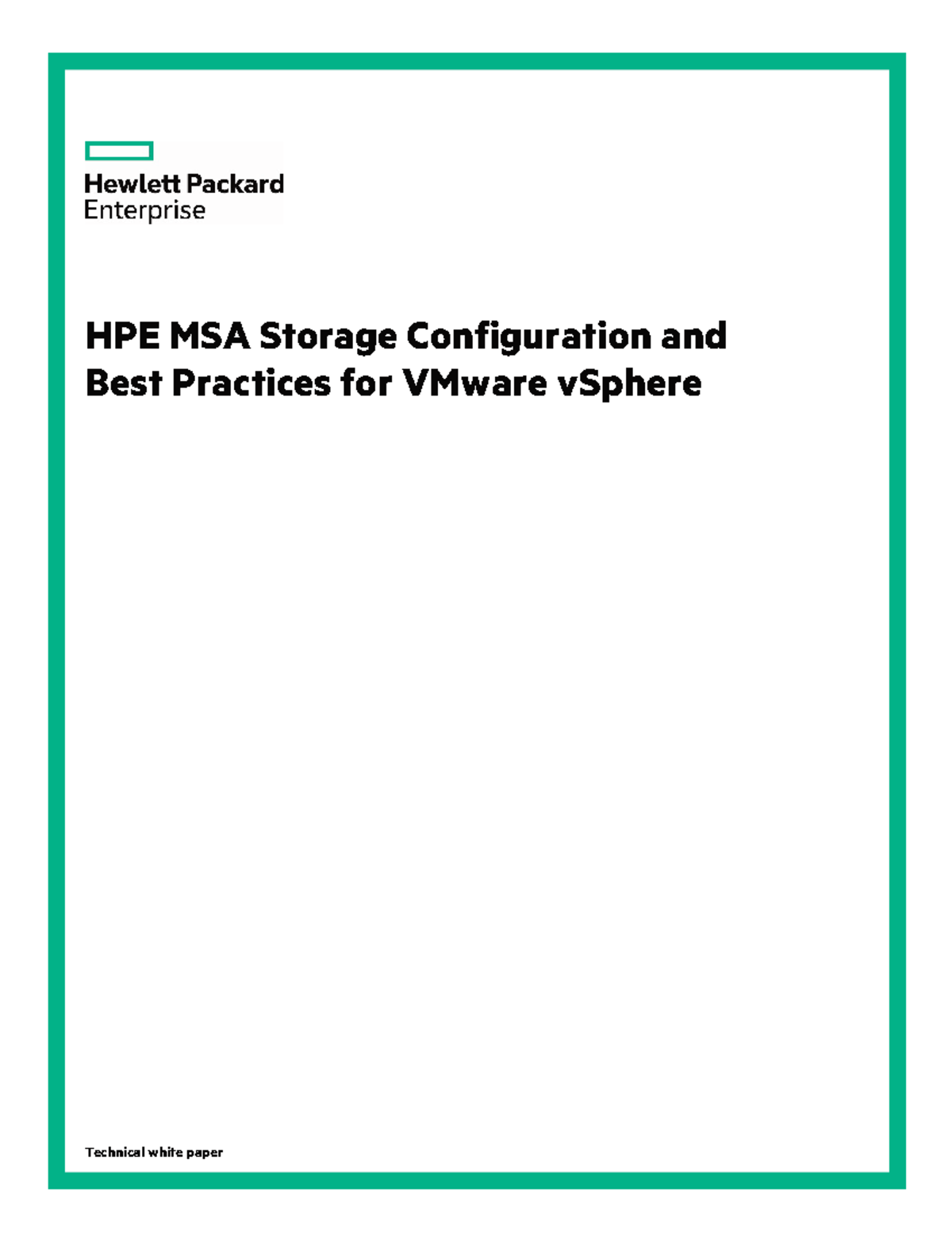 HPE MSA Storage Configuration and Best Practices for VMware v Sphere ...