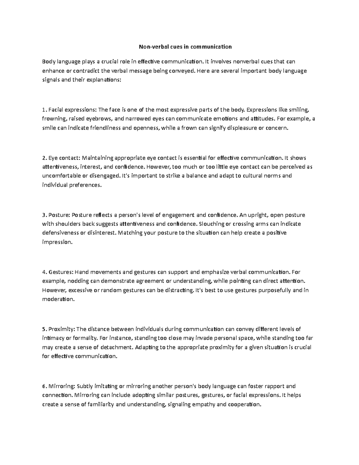 Non-verbal cues-WPS Office - Non-verbal cues in communication Body ...