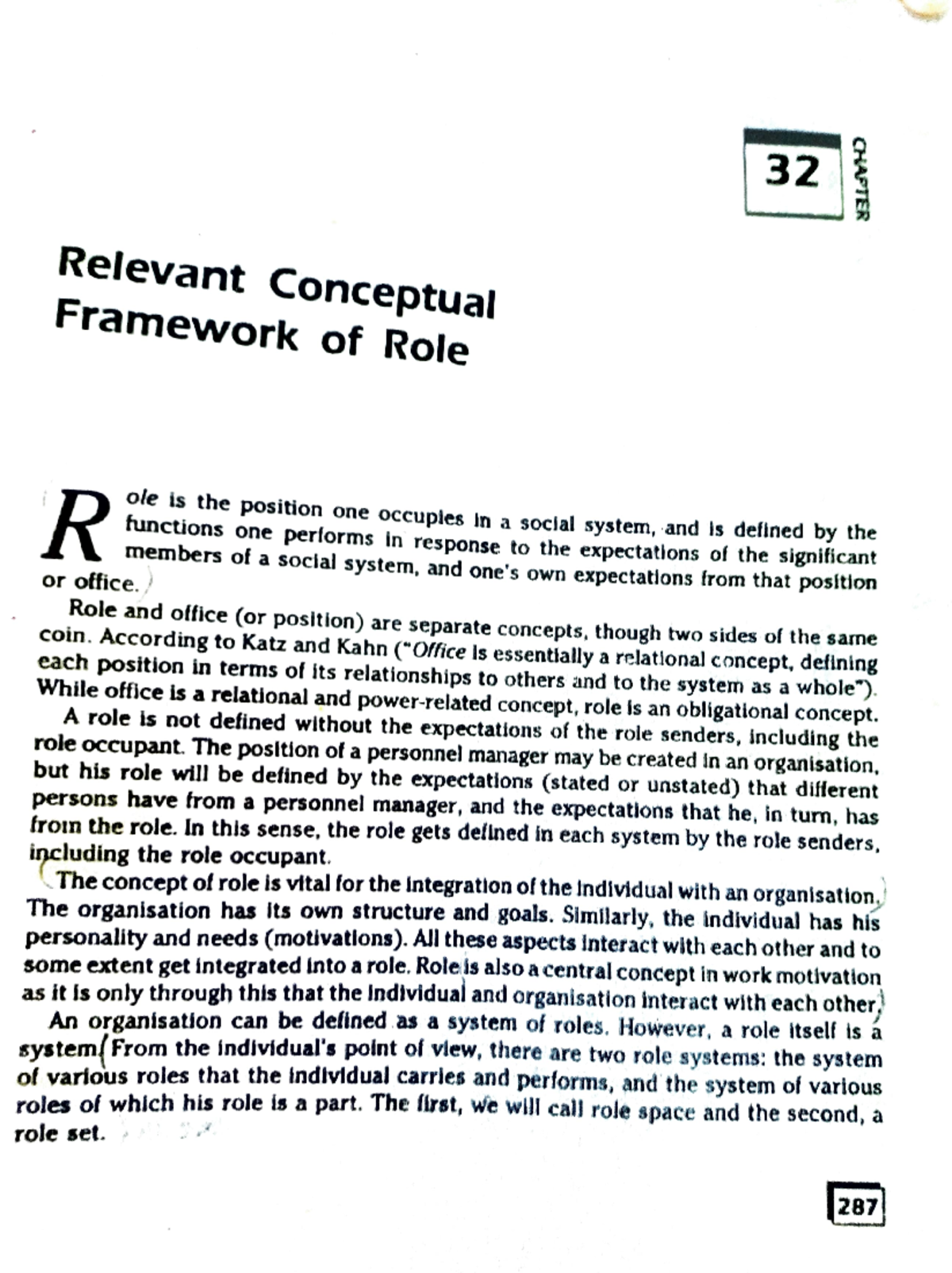 ORS Scale manual - Relevant Conceptual Framework of Role R: 32 ole is ...