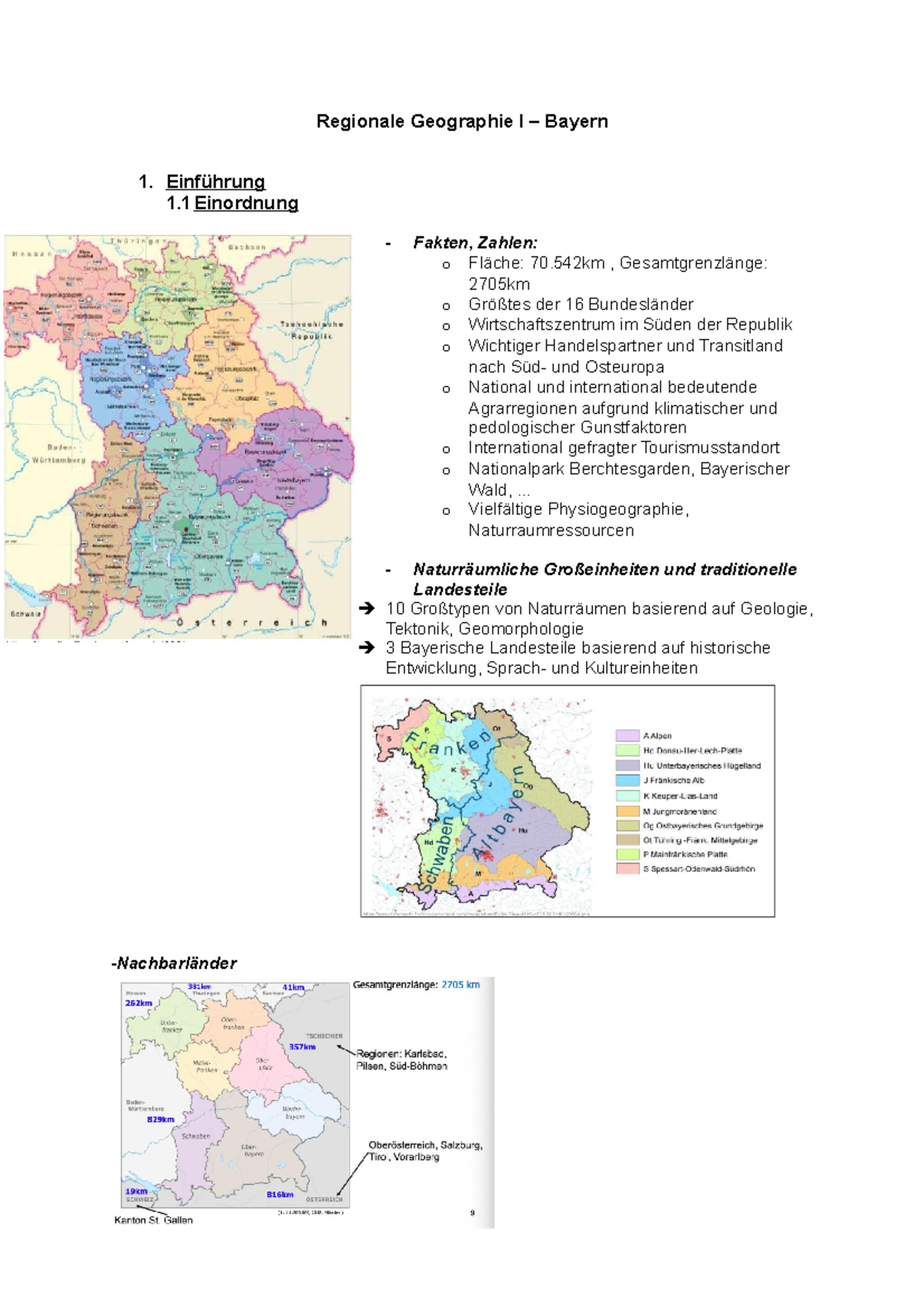 Regionale Geographie I - Bayern Zusammenfassung - Regionale Geographie ...
