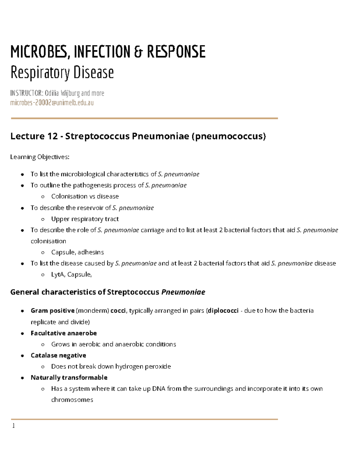 MIIM Part 2 - Notes for MST 2 - MICROB, INFECTION & RPONSE Respiratory ...