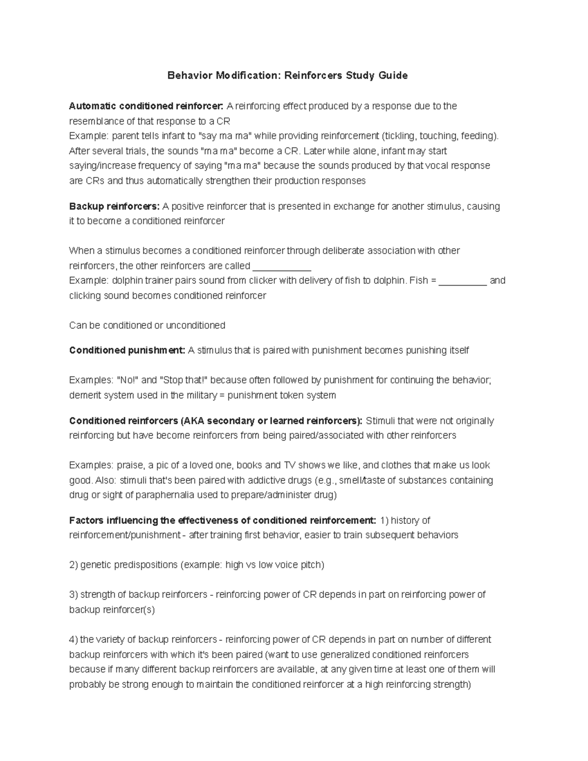 2020-Behavior Modification(Psy 3300)-Study Guide Reinforcers - Behavior ...