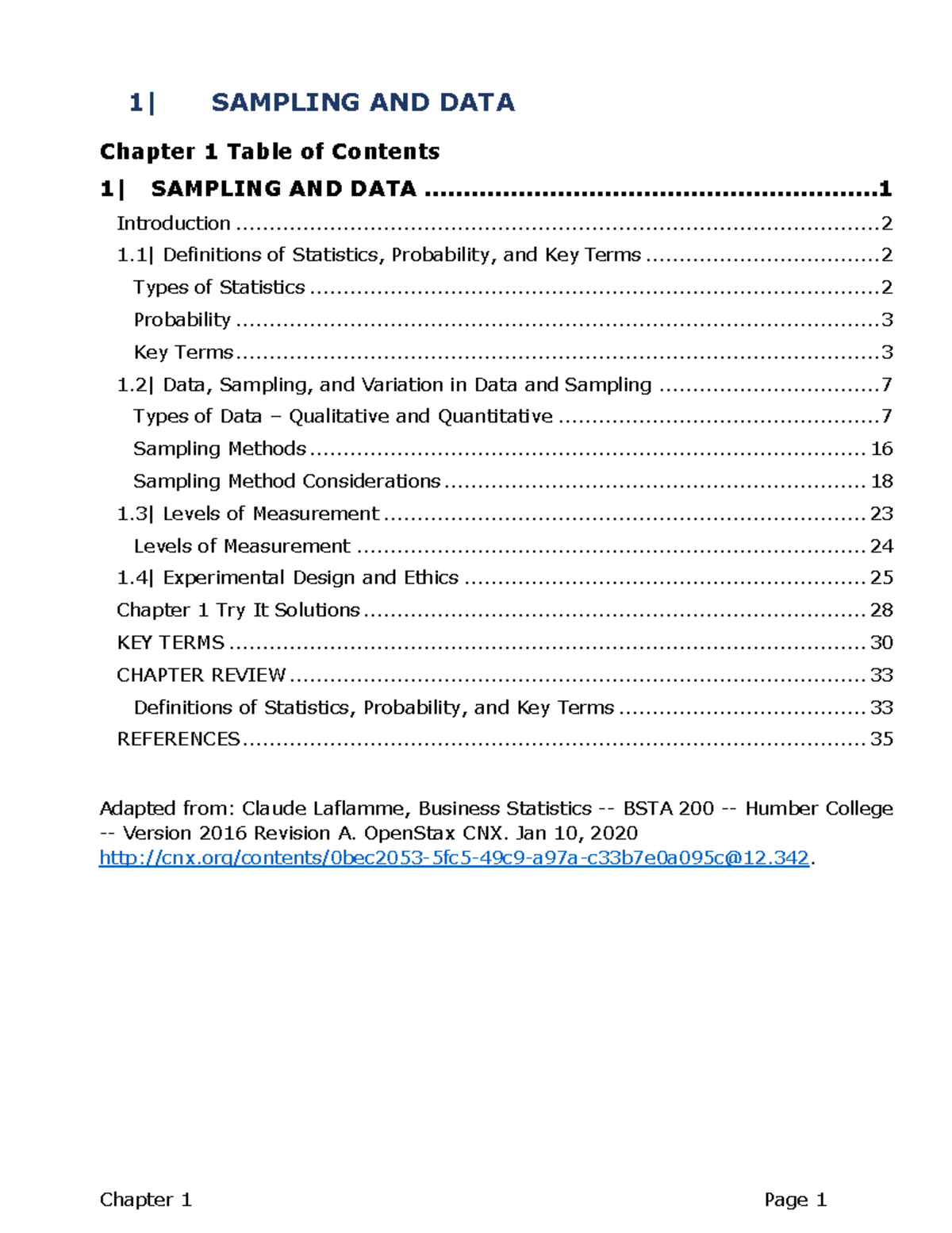 Chapter 1 - Sampling and Data - Textbook - 1| SAMPLING AND DATA Chapter ...