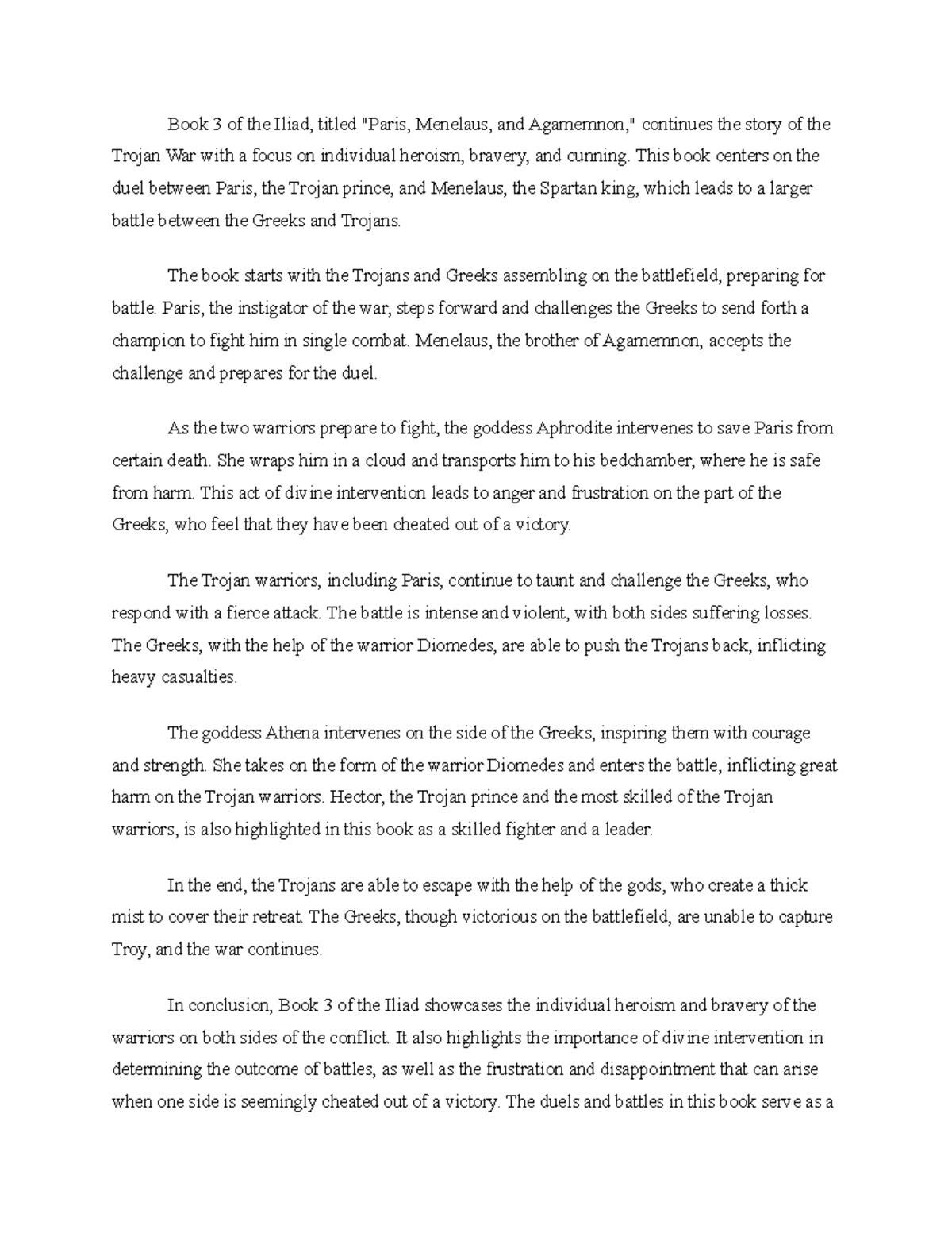 Book 3 of the Iliad Plot Summary - Book 3 of the Iliad, titled "Paris ...