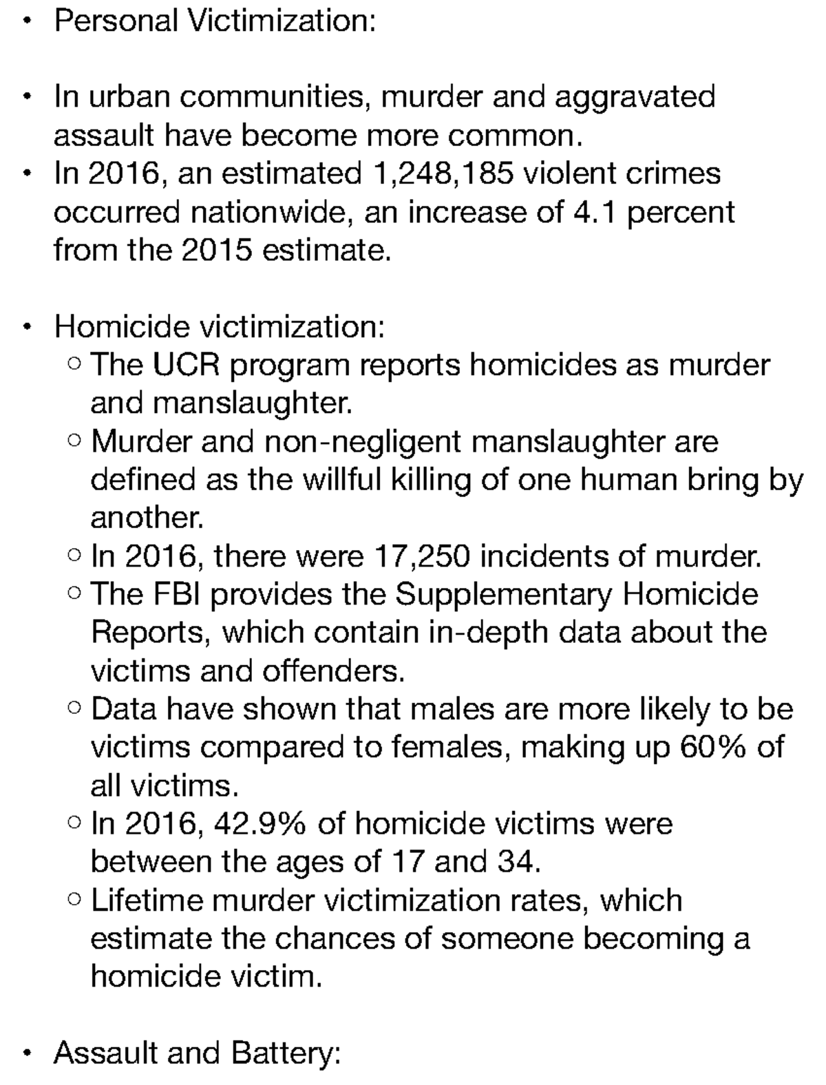 Note Feb 5, 2023 - Notes - Personal Victimization: In urban communities ...
