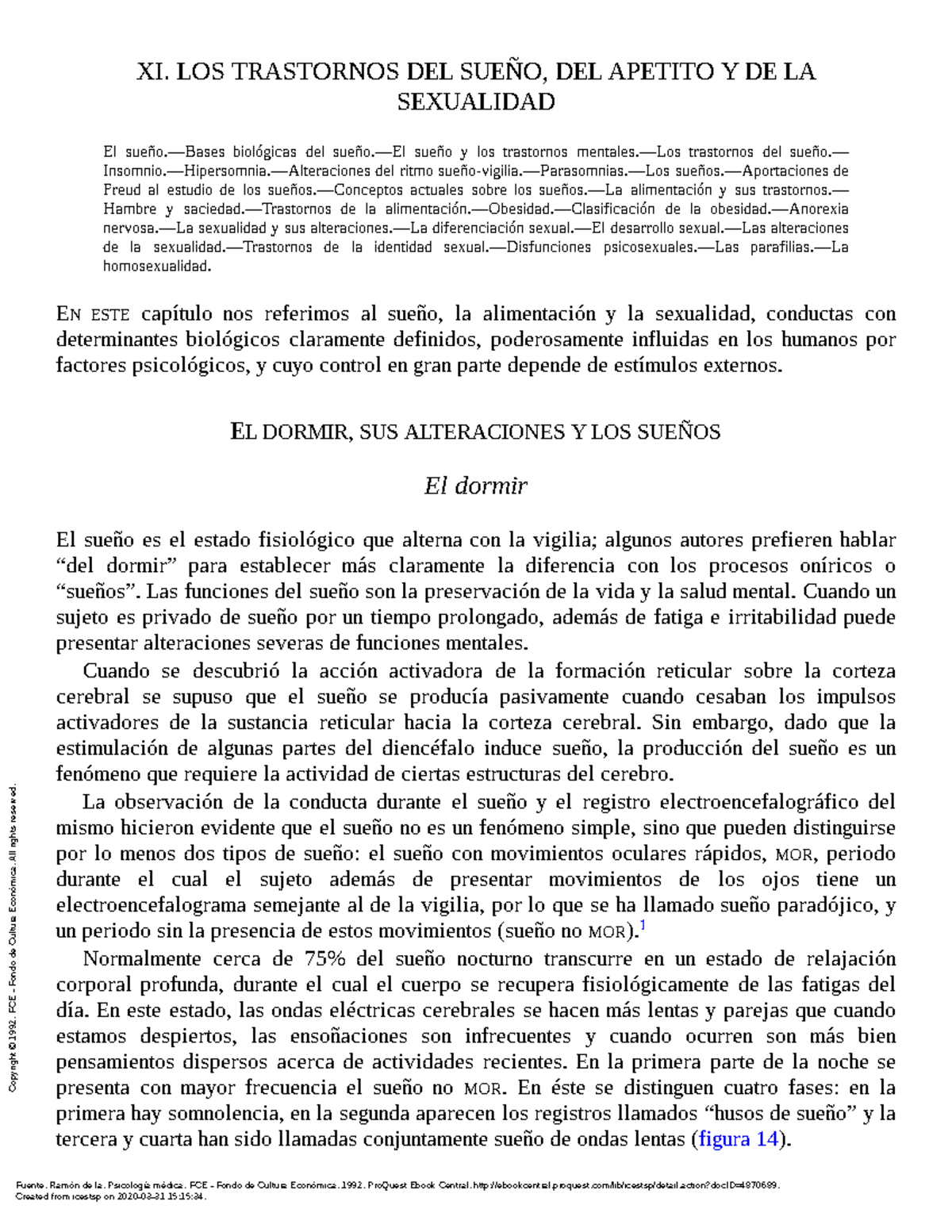 Los trastornos del sueño del apetito y de la sexualidad) - XI. LOS ...