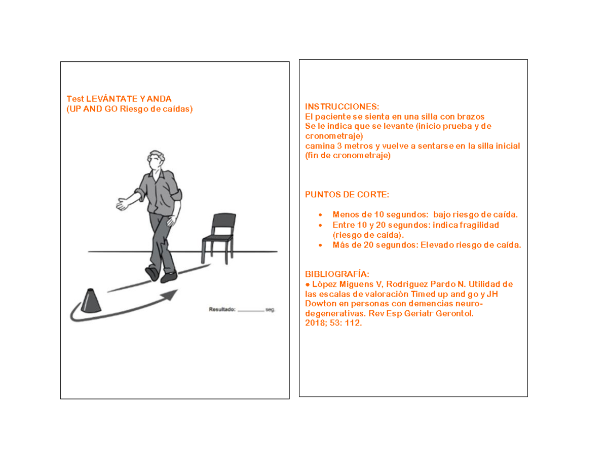 DIEZ Escalas - Test LEVÁNTATE Y ANDA (UP AND GO Riesgo de caídas ...