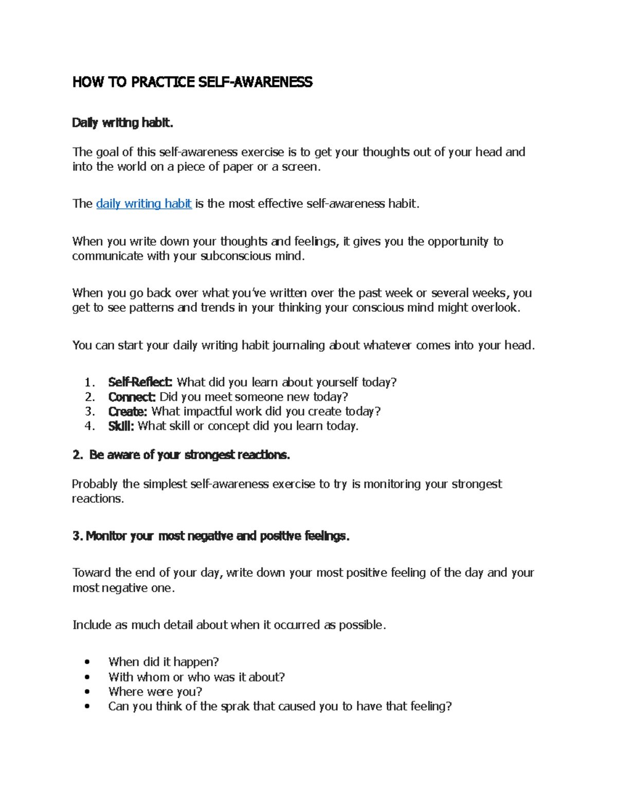 HOW TO Practice SELF- Awareness - HOW TO PRACTICE SELF-AWARENESS Daily ...