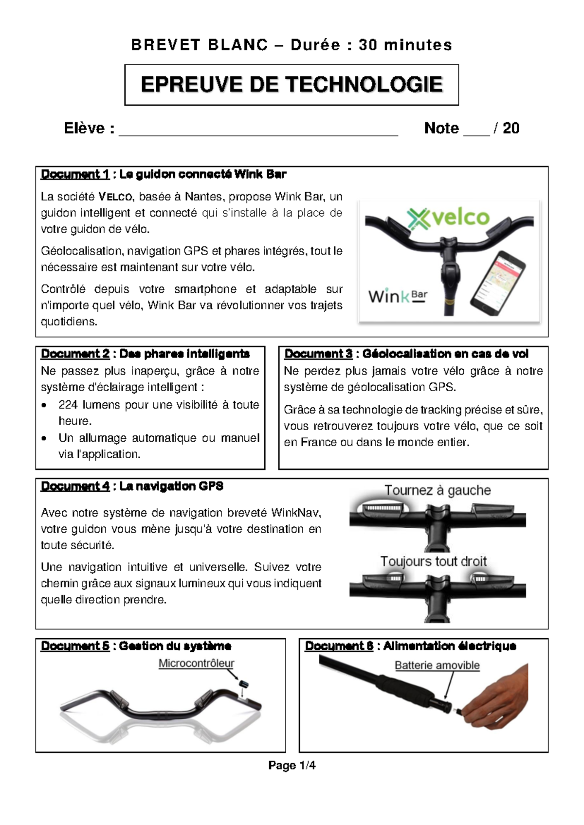 Sujet Brevet Blanc 02 - BREVET BLANC – Durée : 30 minutes EPREUVE DE ...