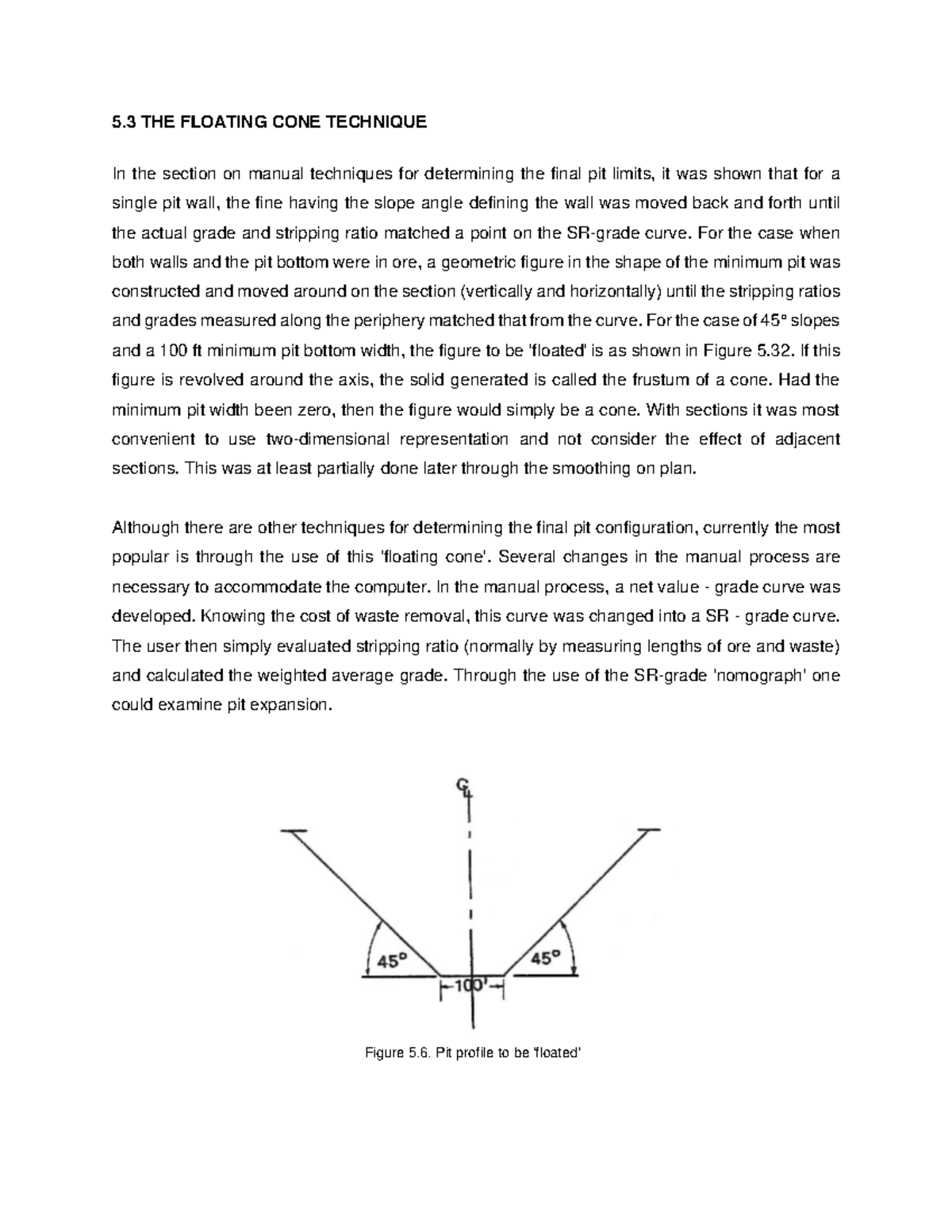 The Floating Cone Technique Figure 5 Pit Profile To Be Floated 5 The Floating Cone