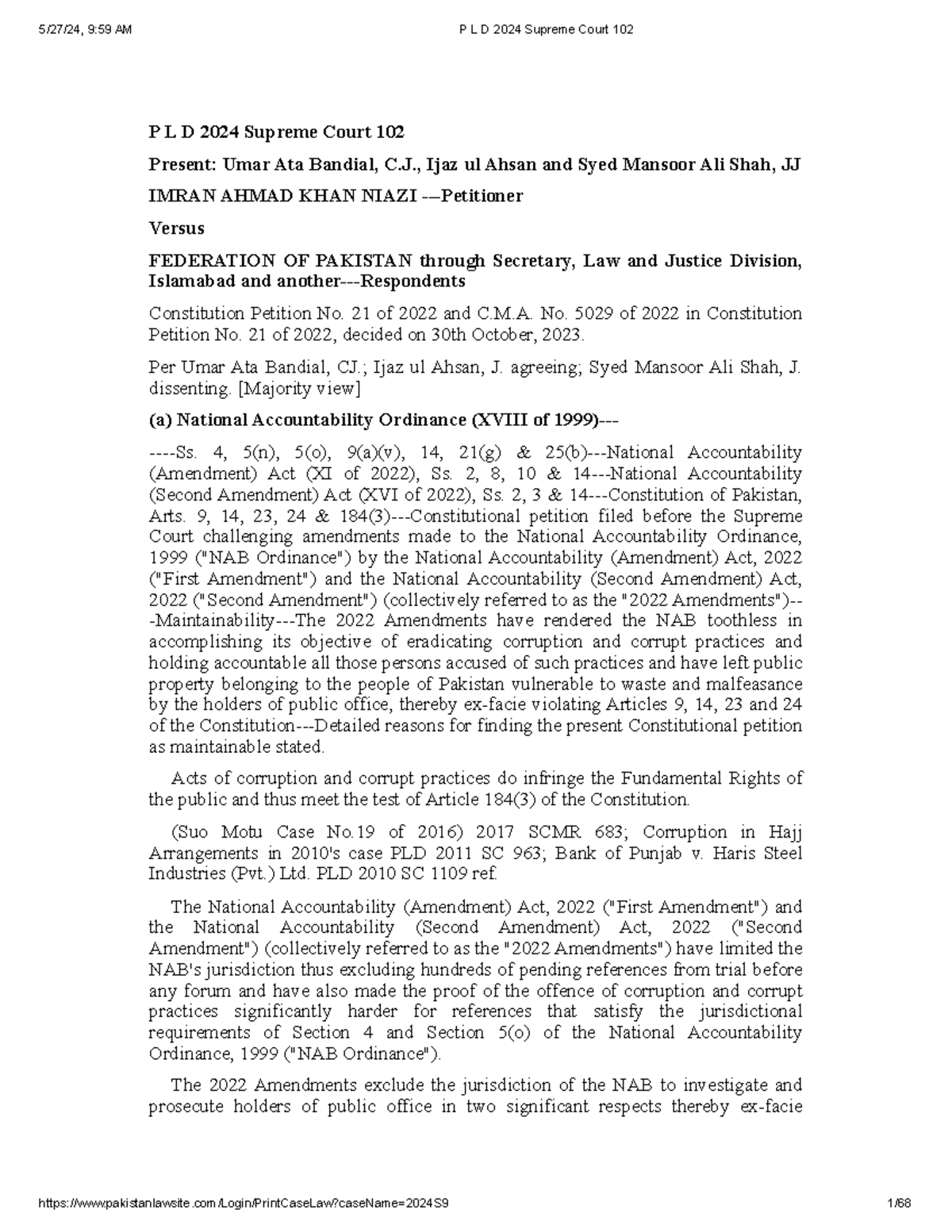 P L D 2024 Supreme Court 102 - P L D 2024 Supreme Court 102 Present ...