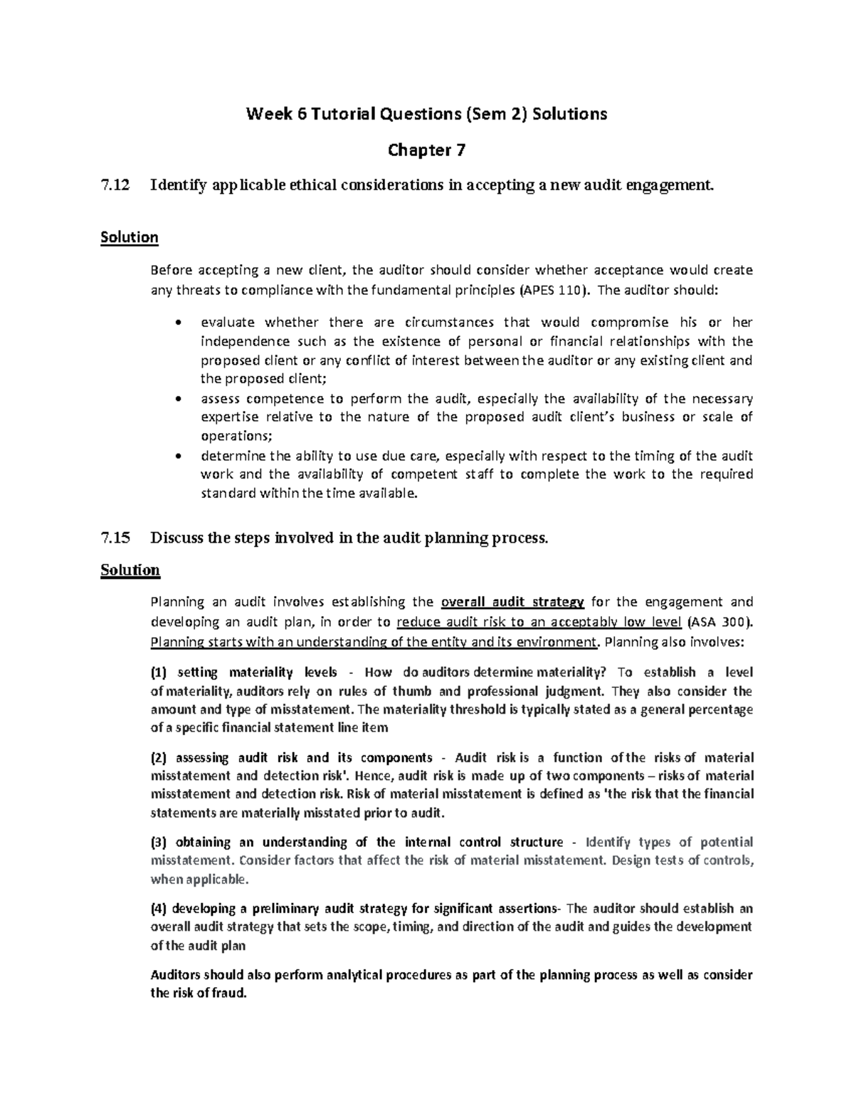 Week 6 Tutorial Questions sols sem2 - Week 6 Tutorial Questions (Sem 2 ...