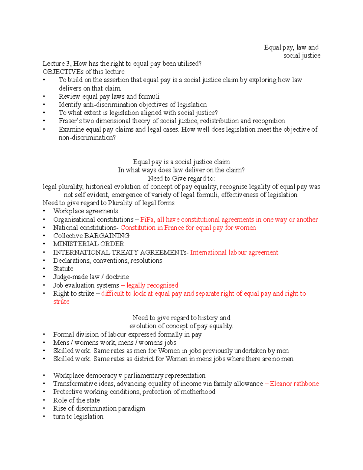 Equal pay lecture 3 copy - Equal pay, law and social justice Lecture 3 ...