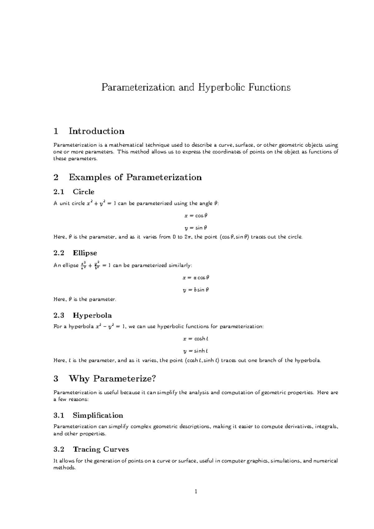 Understanding Hyperbolic Functions: A short summary towards a better Understanding - - Studocu