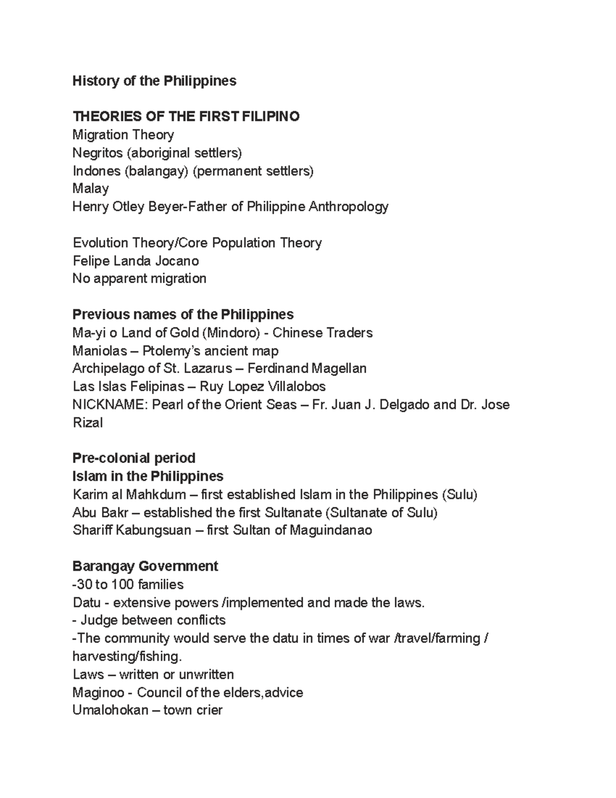Social Studies - History of the Philippines THEORIES OF THE FIRST ...
