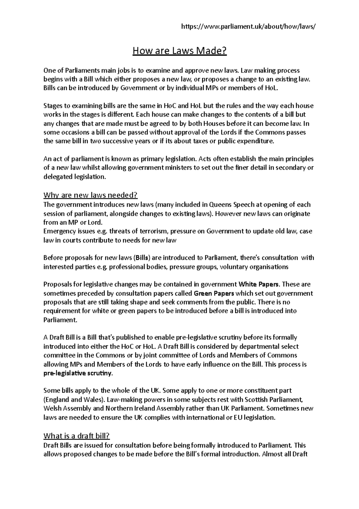 How are Laws Made - Law making- public law - How are Laws Made? One of ...