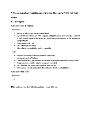 Russia 1855-1964 Revision Pack - Tsarist and Communist Russia Revision ...