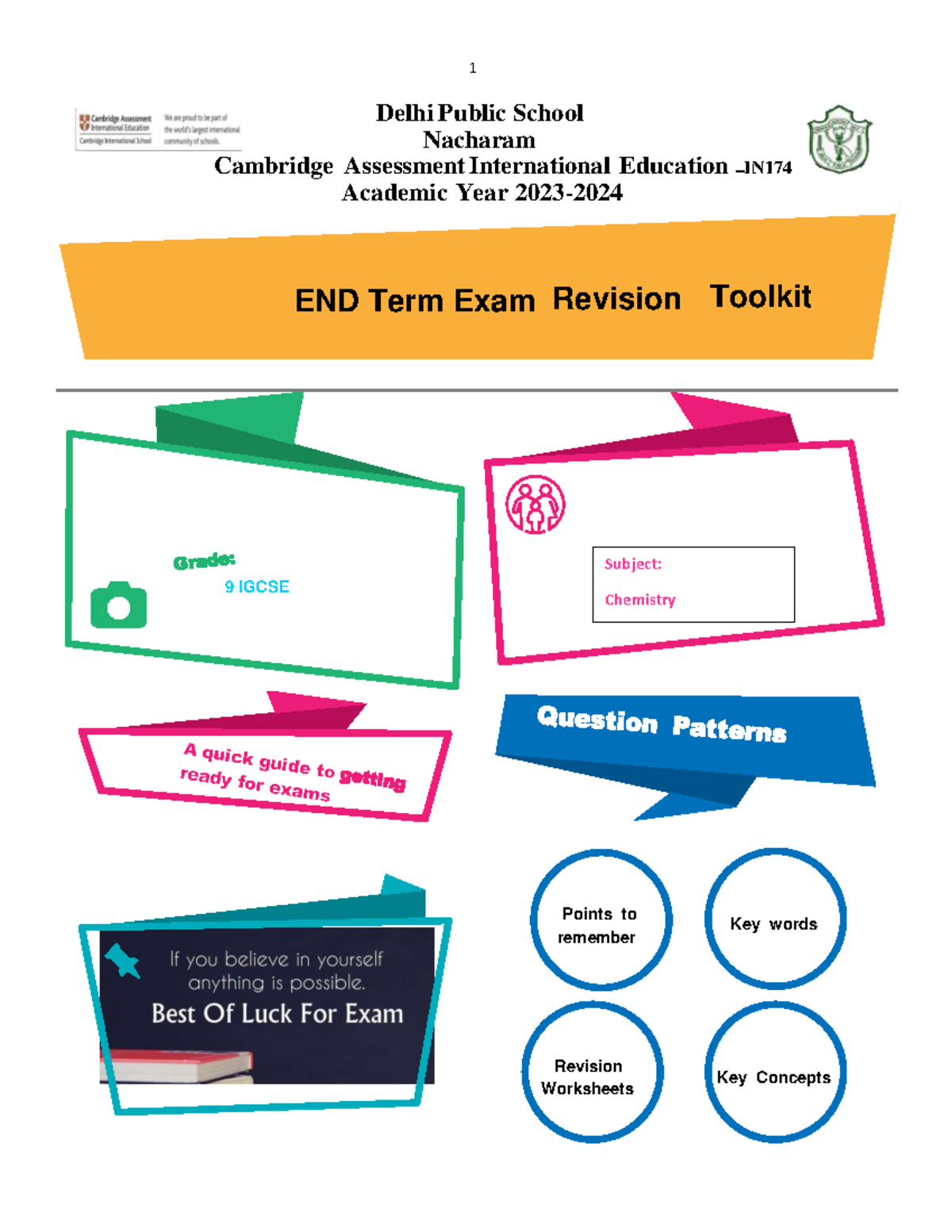 9 Igcse Chemistry revision tool and Checklist End term - END Term Exam ...