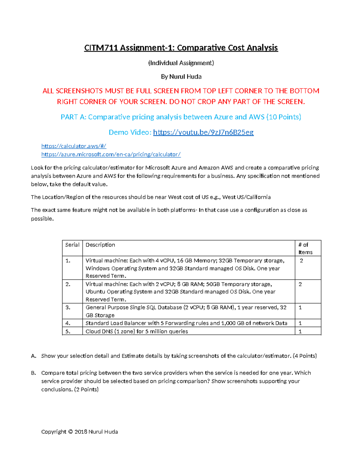 Assignment 1-Comparative Cost Analysis-2 - CITM711 Assignment-1 ...
