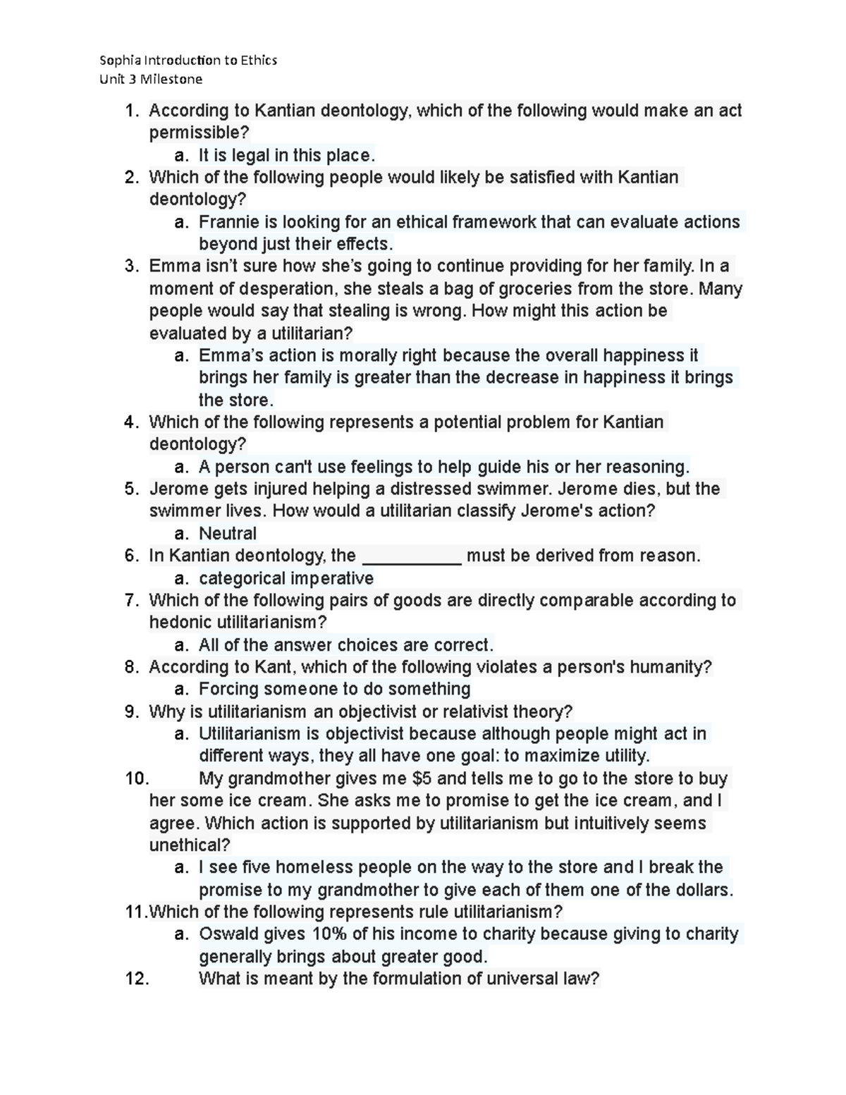 Sophia Introduction to Ethics Milestone unit 3 - Sophia Introduction to ...