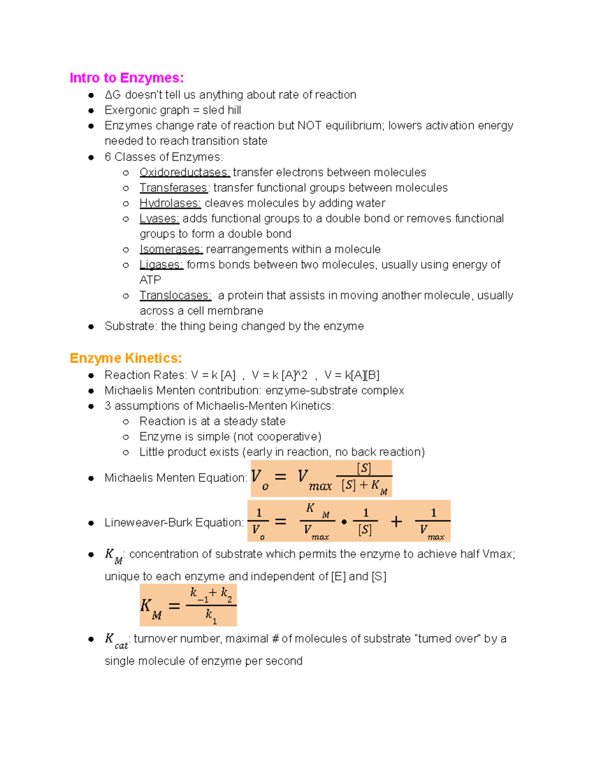 Biochemistry Unit 2 Exam Topics - Taught by Rachel Branco - Intro to ...