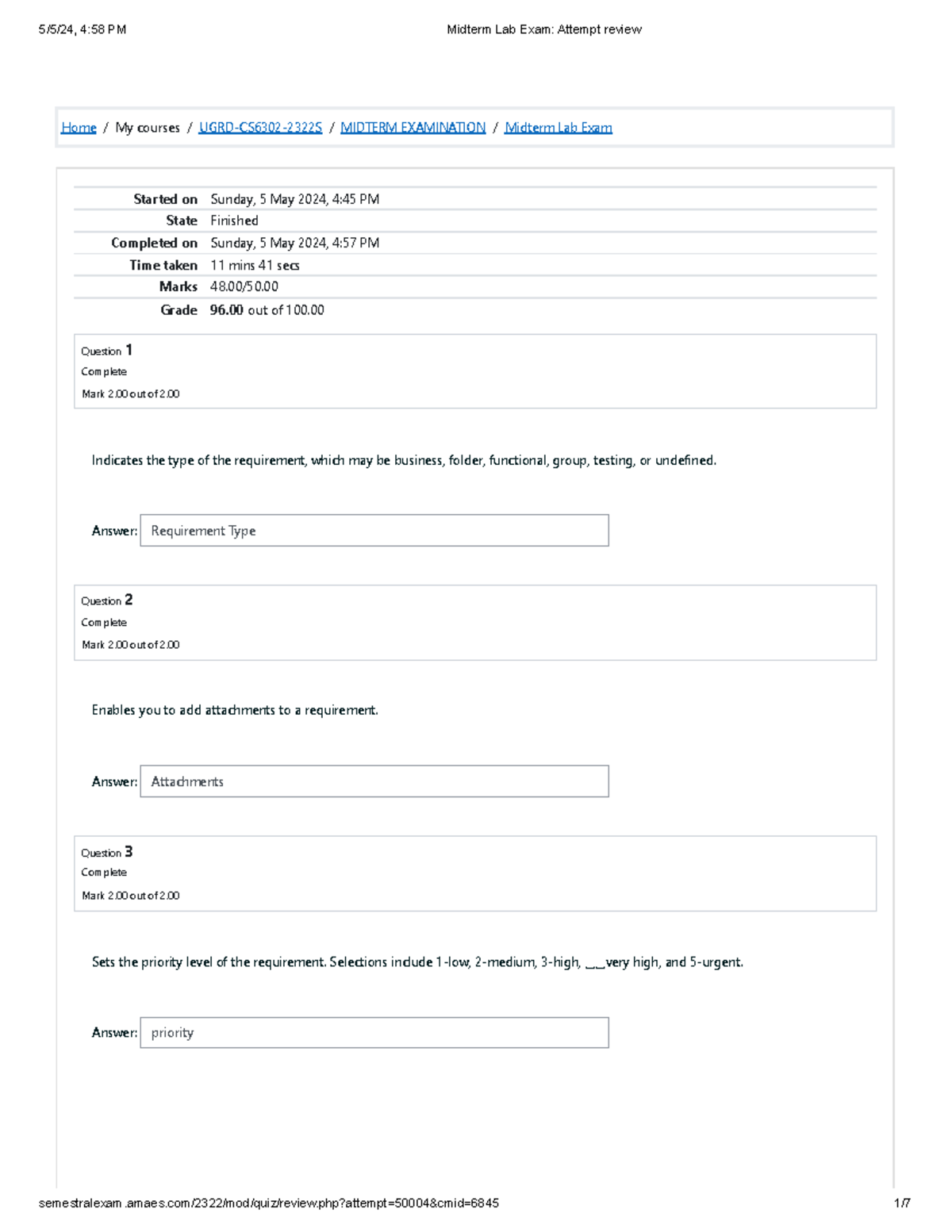 Midterm Lab Exam ALM - Mag aral kayong mabuti - Home / My courses ...
