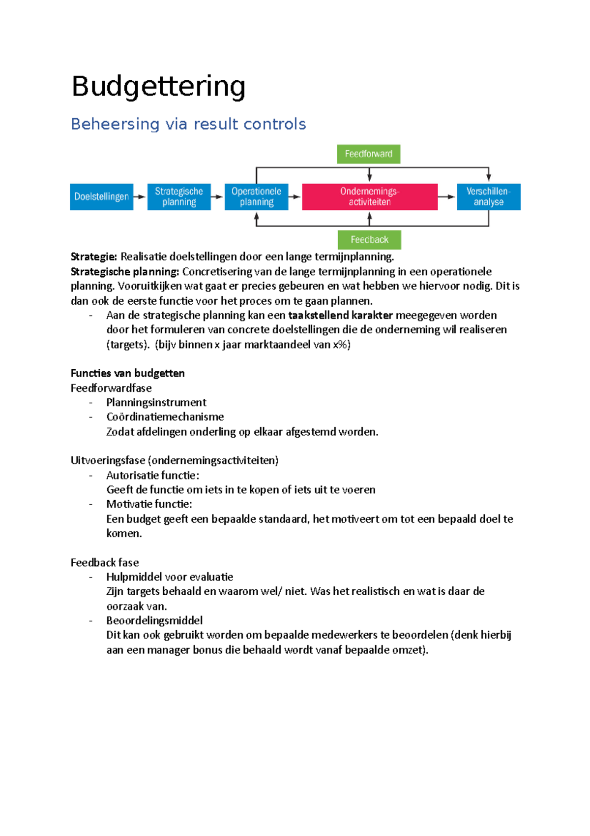 Budgettering 3 - Periode 3 - Budgettering Beheersing via result ...